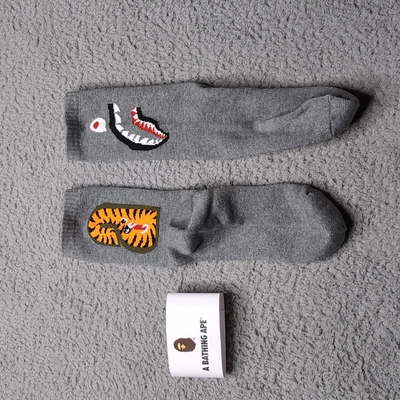 Bape | Underwear & Socks | Bape Crew Socks Wgm Shark Mouth Tiger Logo ...